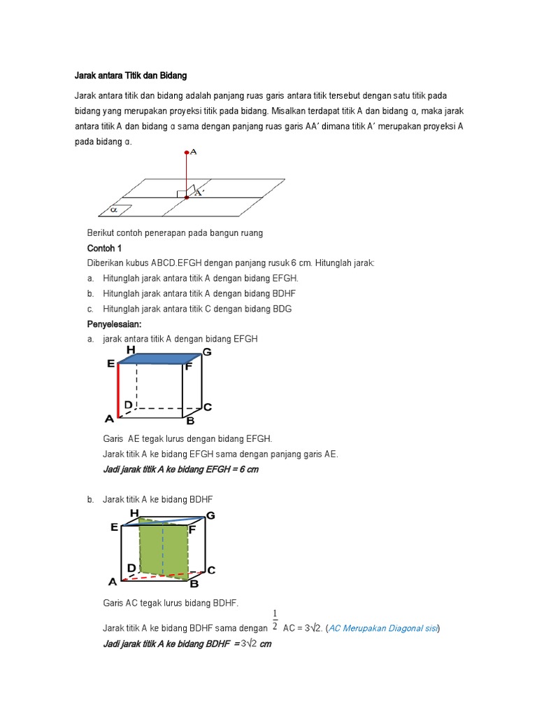 Jarak Titik ke Bidang dalam Geometri | PDF | Metode & Bahan Ajar