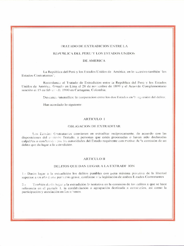TRATADO DE EXTRADICIÓN ESTADOS UNIDOS | PDF