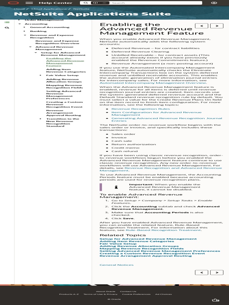 NetSuite Applications Suite - Enabling The Advanced Revenue Management ...