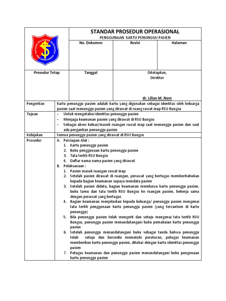 Spo Kartu Penunggu Pasien | PDF