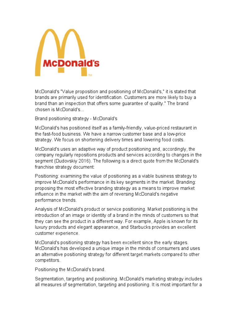 McDonald Target Market | PDF | Mc Donald's | Brand