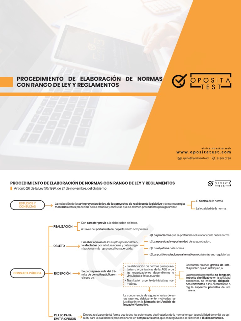Procedimiento para la elaboración de normas con rango de ley y reglamentos en España | PDF ...
