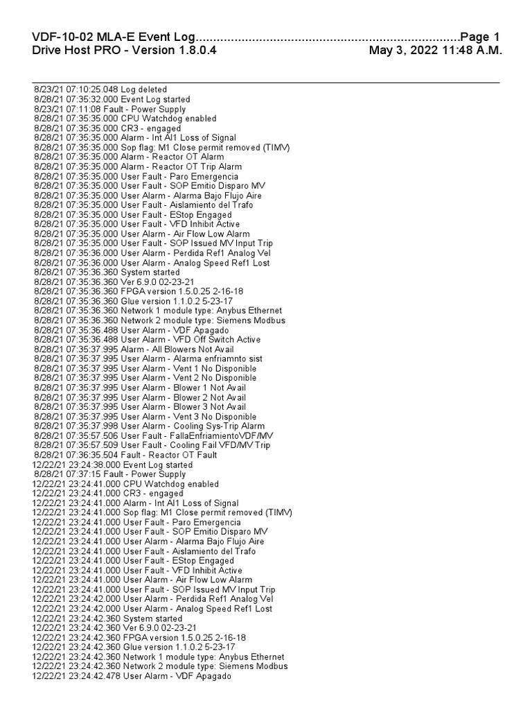 Event Log VDF 10 02 Mla e | PDF | Power Supply | Manufactured Goods