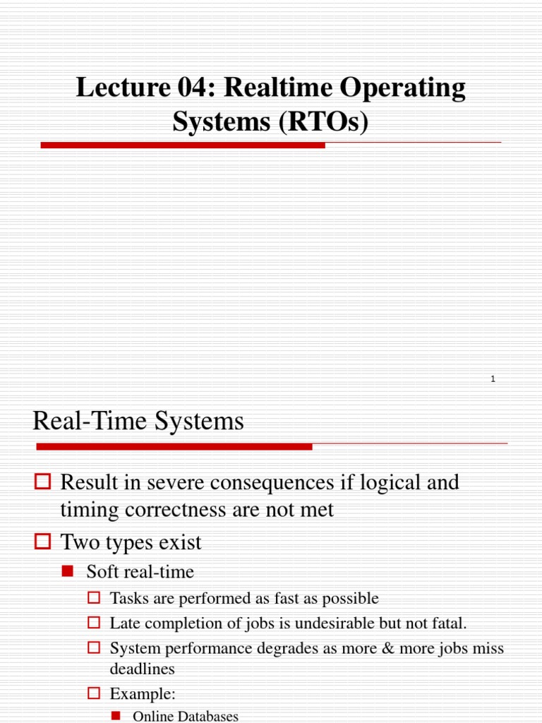 Lecture 04: Realtime Operating Systems (Rtos) | PDF | Scheduling (Computing) | Real Time Computing