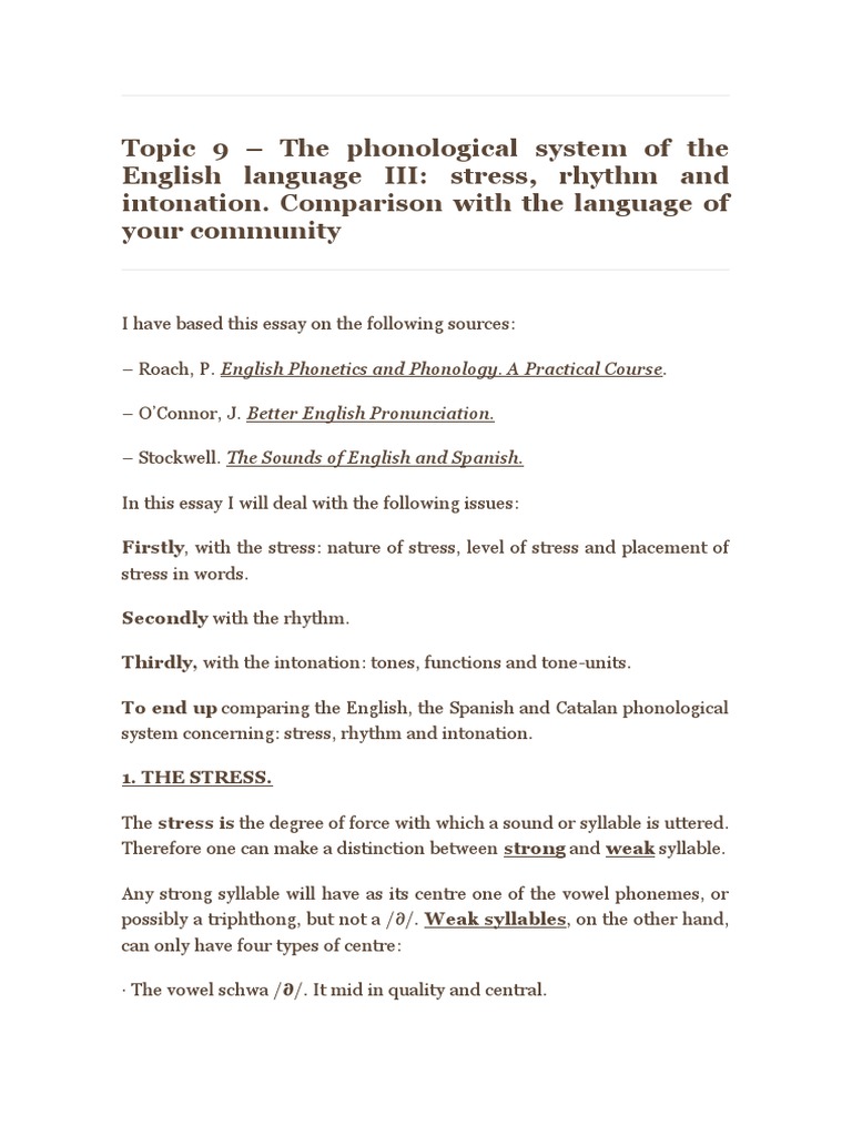 Topic 9 - The Phonological System of The English Language III | PDF ...
