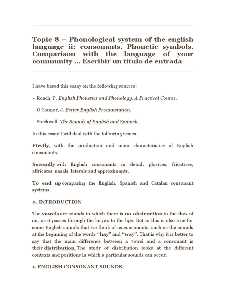 Topic 8 - Phonological System of The English Language II | PDF ...