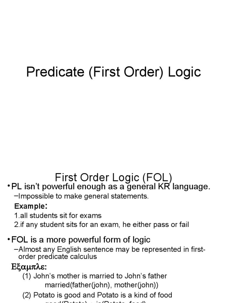 Predicate First Order Logic Pdf Logic First Order Logic
