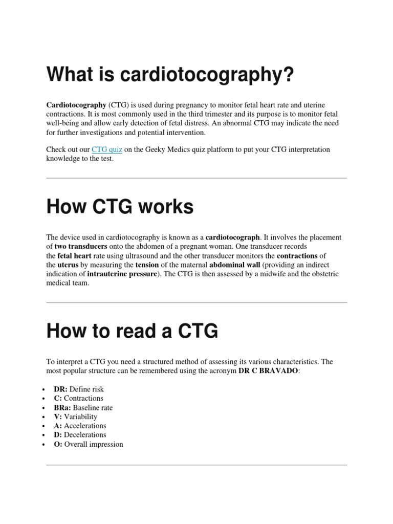 What Is Cardiotocography?: Cardiotocography (CTG) Is Used During ...
