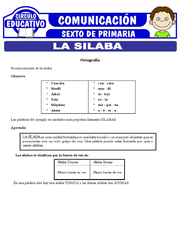 Clasificación y sílabas para primaria | PDF | Poesía