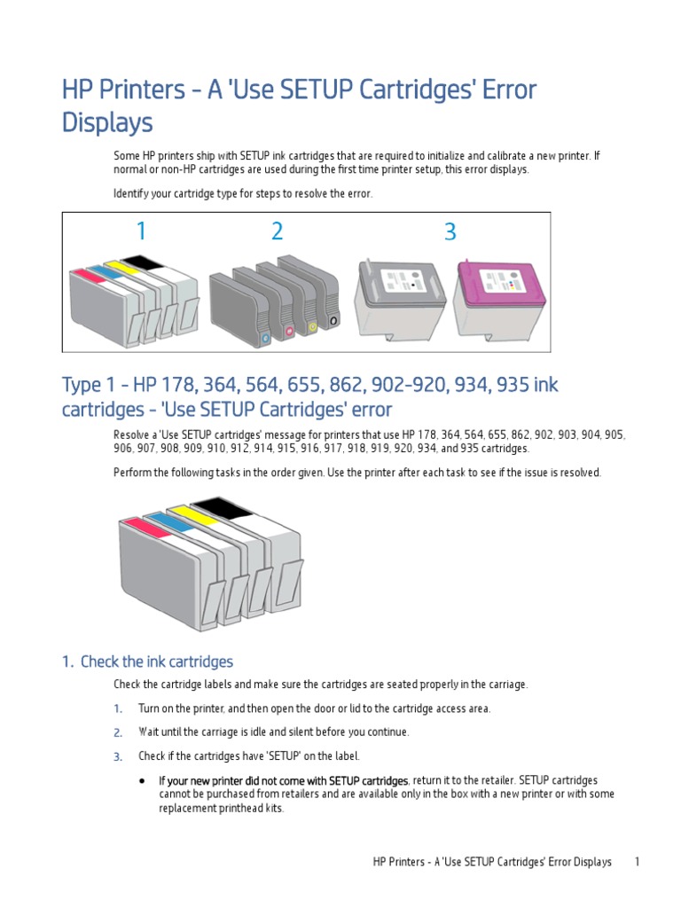 Use SETUP Cartridges HP | PDF | Printer (Computing) | Ac Power Plugs ...