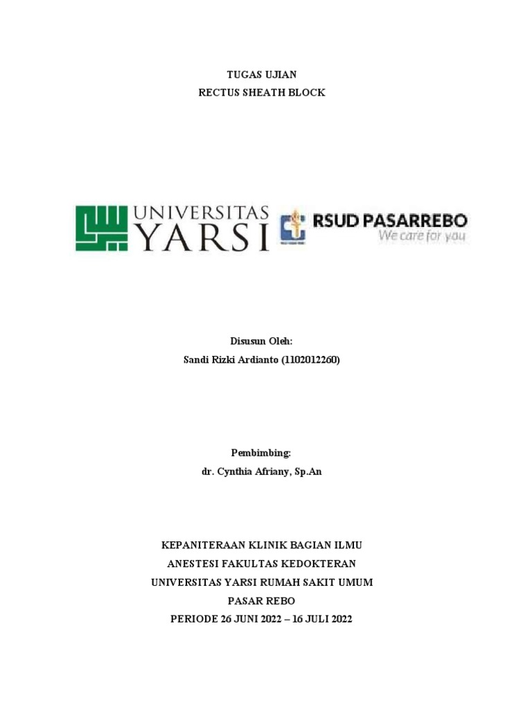 Teknik Blok Selubung Rektus Ultrasound | PDF | Pengembangan Diri