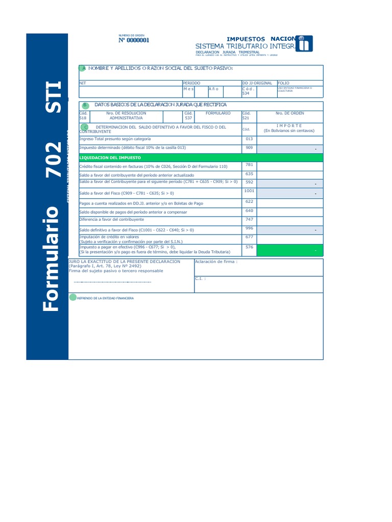 Formulario 702 Sti | PDF | Impuestos | Economias
