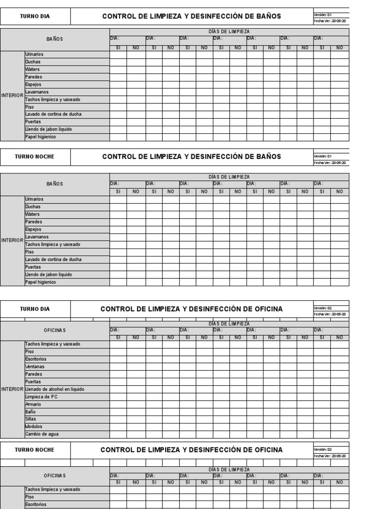 Check List Baño, Oficina, Vestidores | PDF | Plomería | Herramientas