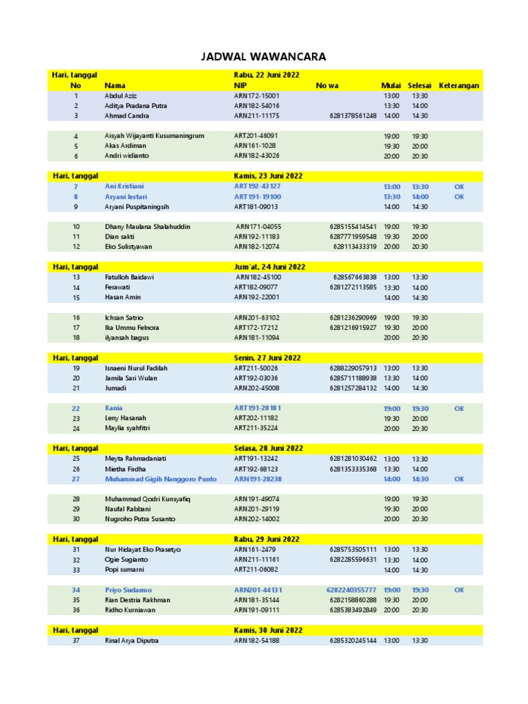 Jadwal Interview | PDF