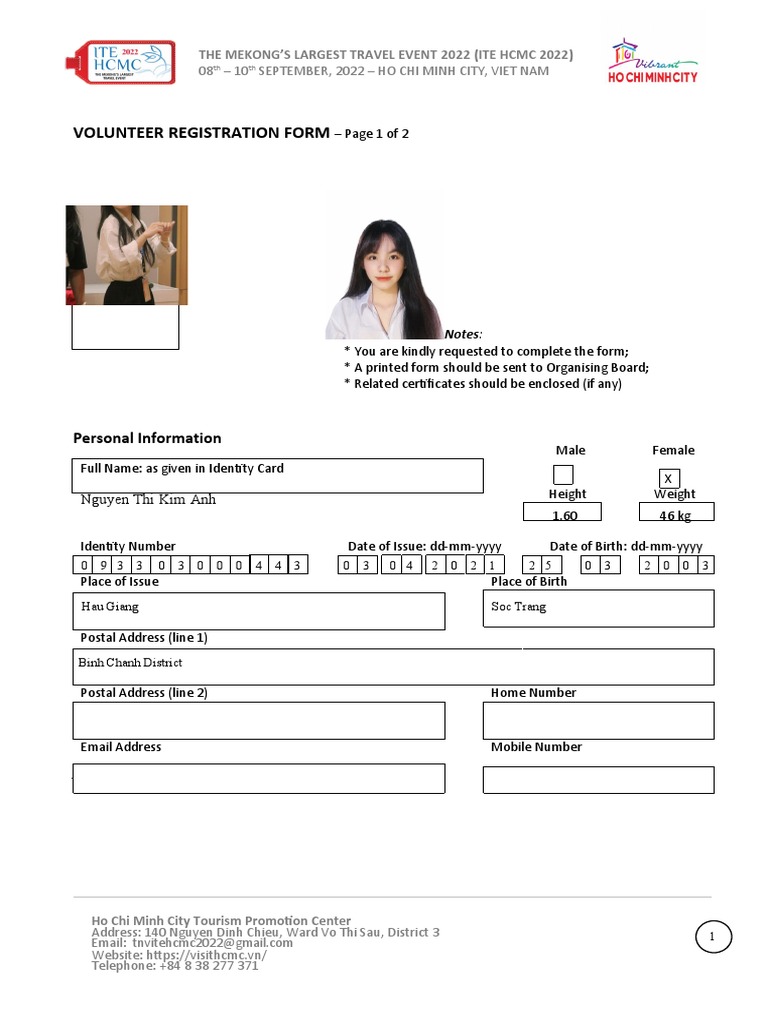 Volunteer Registration for ITE HCMC 2022 | PDF | Ho Chi Minh City | Vietnam