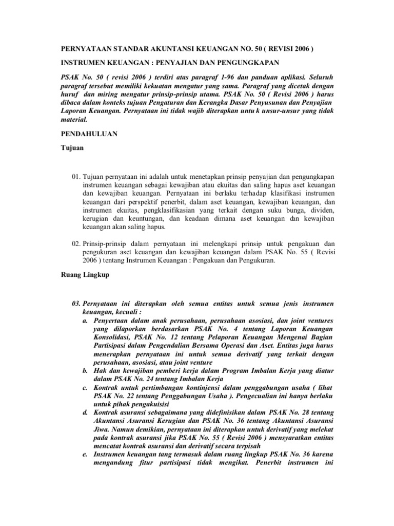 PSAK 50 (Revisi 2006) | PDF