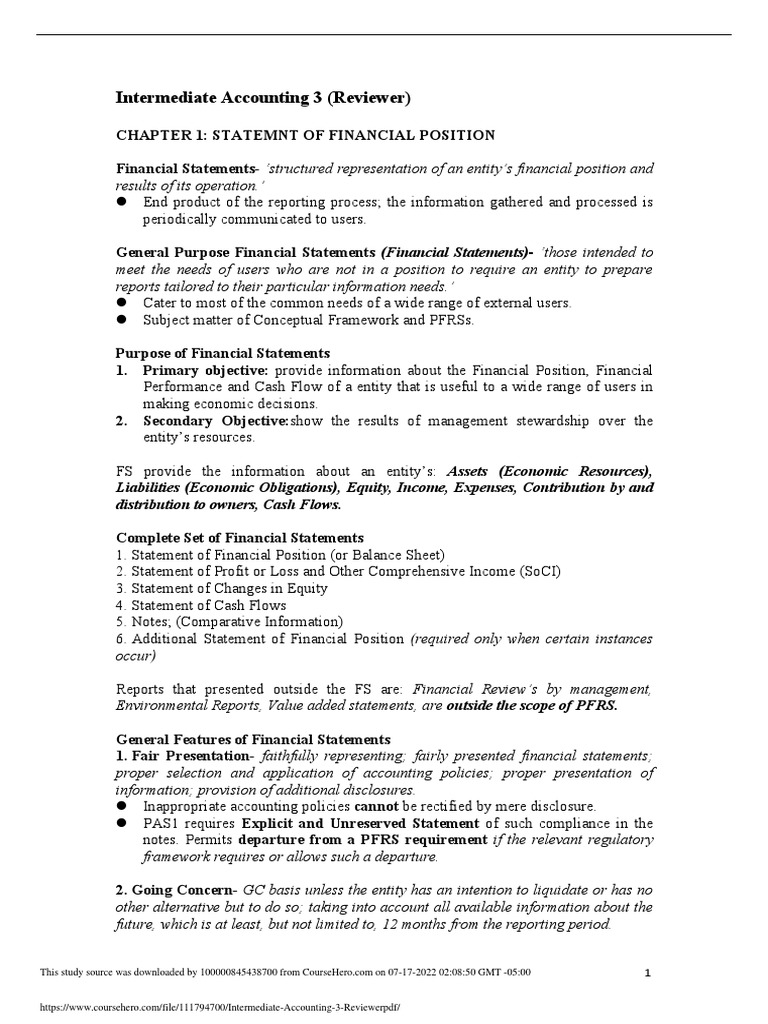 Intermediate Accounting 3 (Reviewer) | PDF | Equity (Finance) | Balance ...