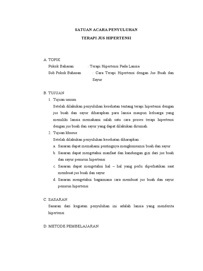 SAP Terapi Jus Hipertensi | PDF | Kesehatan Holistik