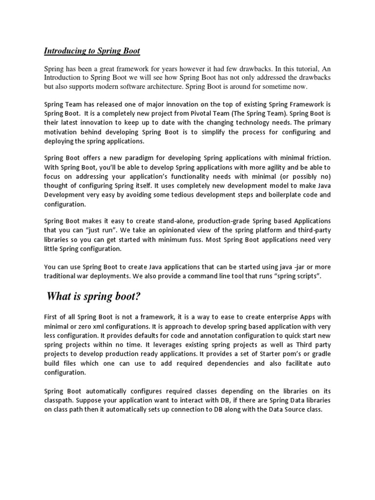 Introducing To Spring Boot | PDF | Spring Framework | Booting