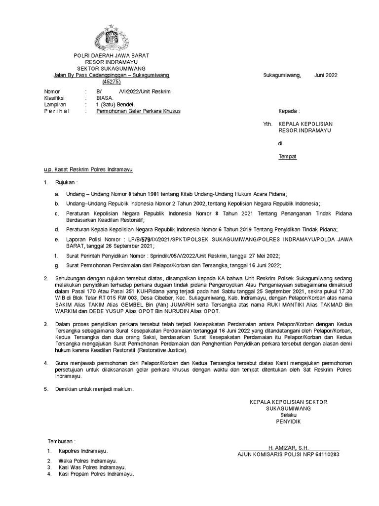 Permohonan Gelar Perkara Khusus RJ | PDF