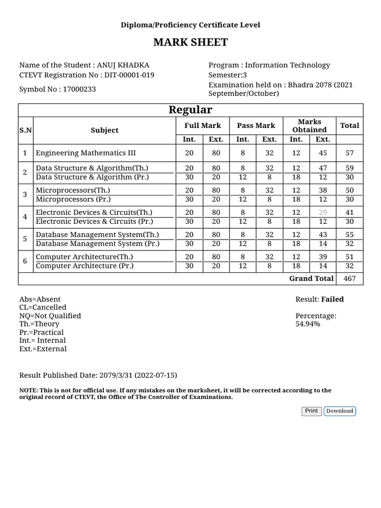 Marksheet 2078 | PDF | Computer Program | Programming