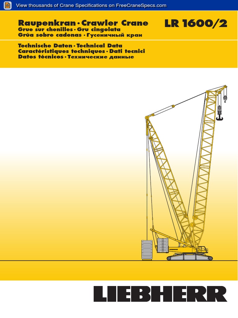 Liebherr LR 1600/2 Technical Data | PDF | Crane (Machine) | Machines