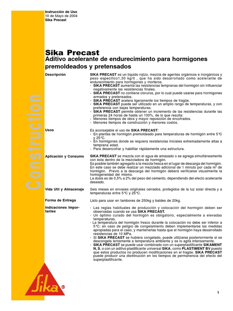 Sika Precast | PDF | Hormigón | Materiales