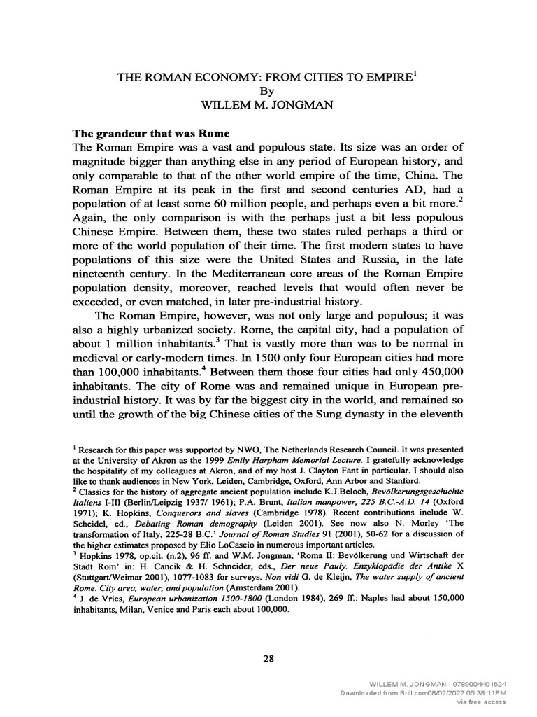 Jongmann - The Transformation of Economic Life Under The Roman Empire ...