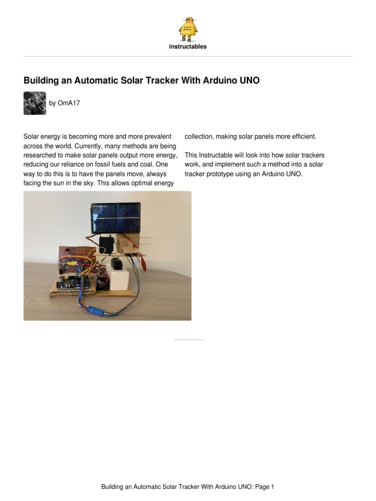 Building An Automatic Solar Tracker With Arduino Uno Instructables Pdf Solar Energy Solar