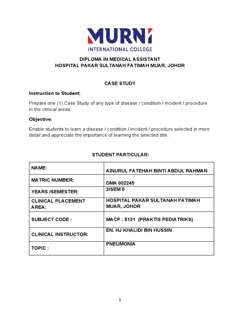 Case Study Pneumonia Pedia | PDF | Pneumonia | Respiratory Diseases