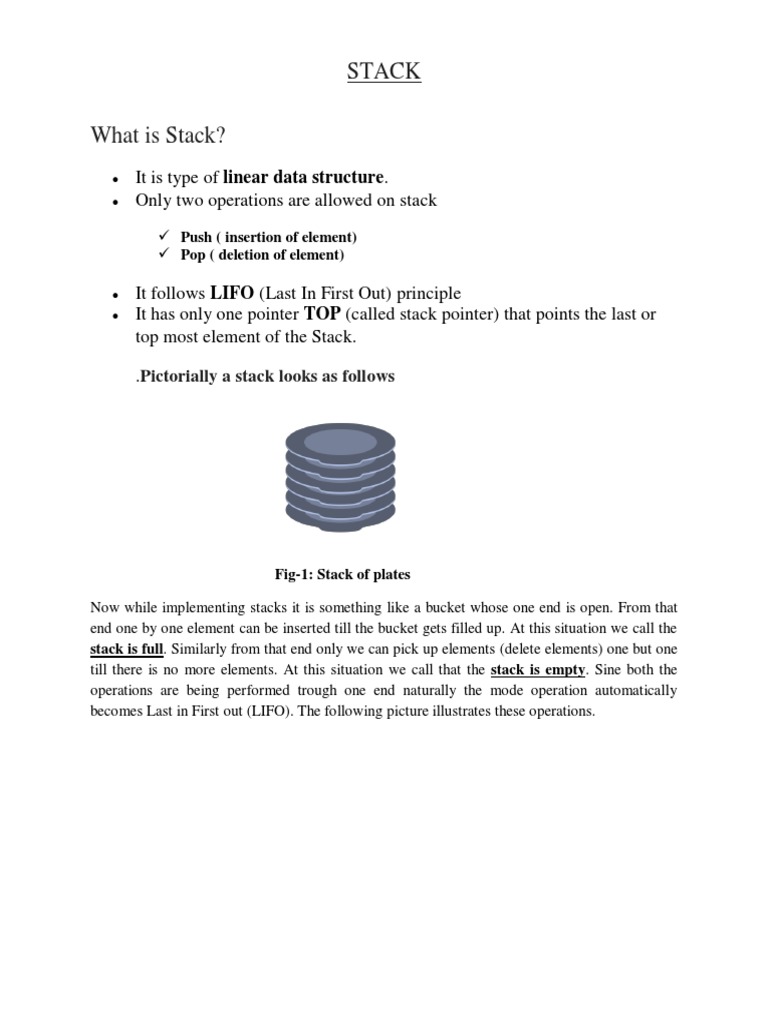 Stack Data Structure Lifo Principle And Implementation Pdf Array Data Structure Computing