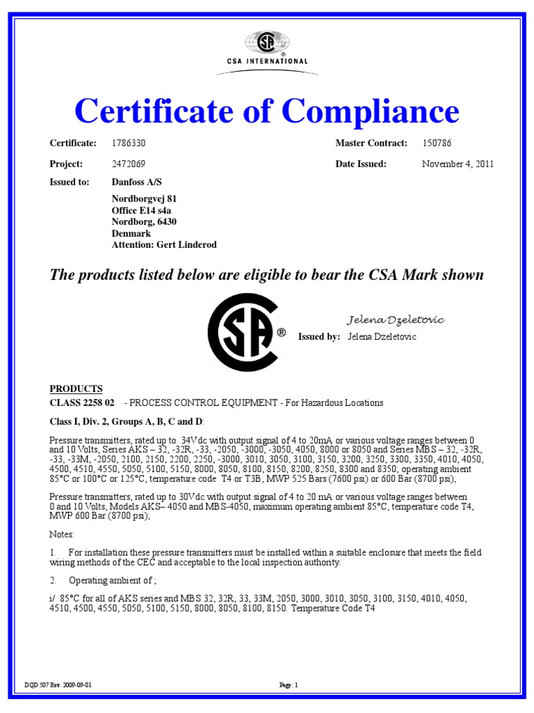 Certificate of Compliance: The Products Listed Below Are Eligible To ...