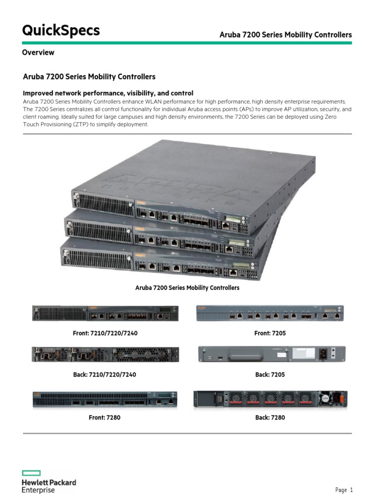 Aruba 7200 QuickSpecs | PDF | Computer Network | Wireless Lan