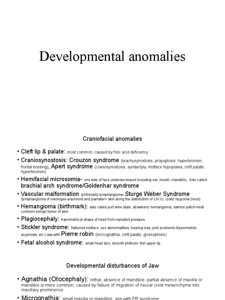 Developmental Anomalies in Craniofacial Structures | PDF | Human Tooth ...