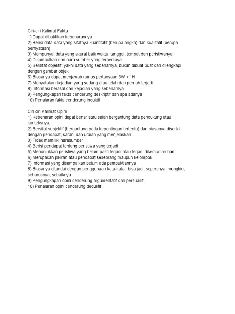 Perbedaan Fakta Dan Opini | PDF