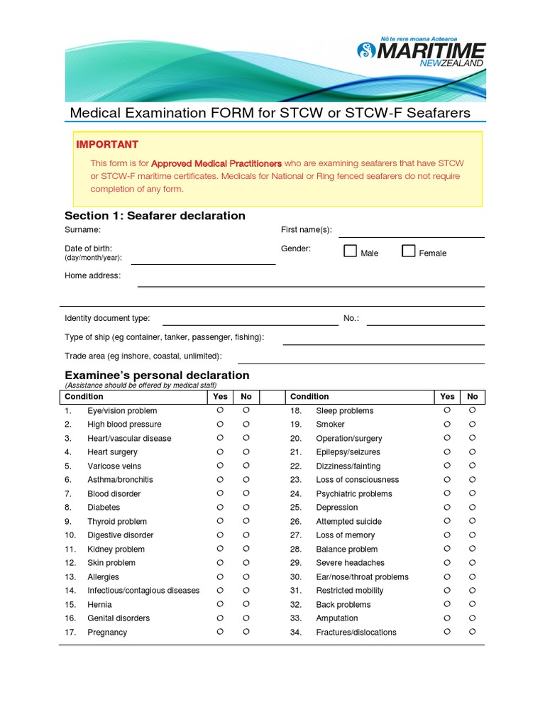 Medical Examination Form Seafarers | PDF | Physical Examination | Eye