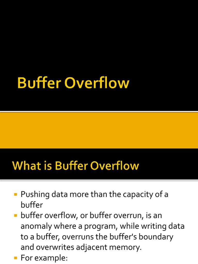A Comprehensive Guide to Buffer Overflows: Types, Exploits, Protections, and Examples | PDF ...