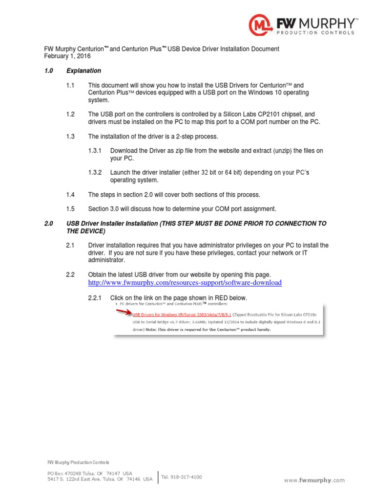 Murphy USB Driver Install Guide v6.7.2 - 0 | PDF | Usb | Installation (Computer Programs)
