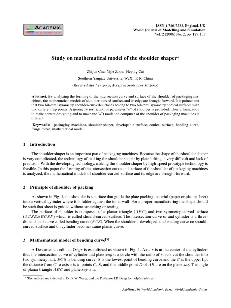 Mathematical Model of Shoulder Shaper | PDF | Shape | Tangent