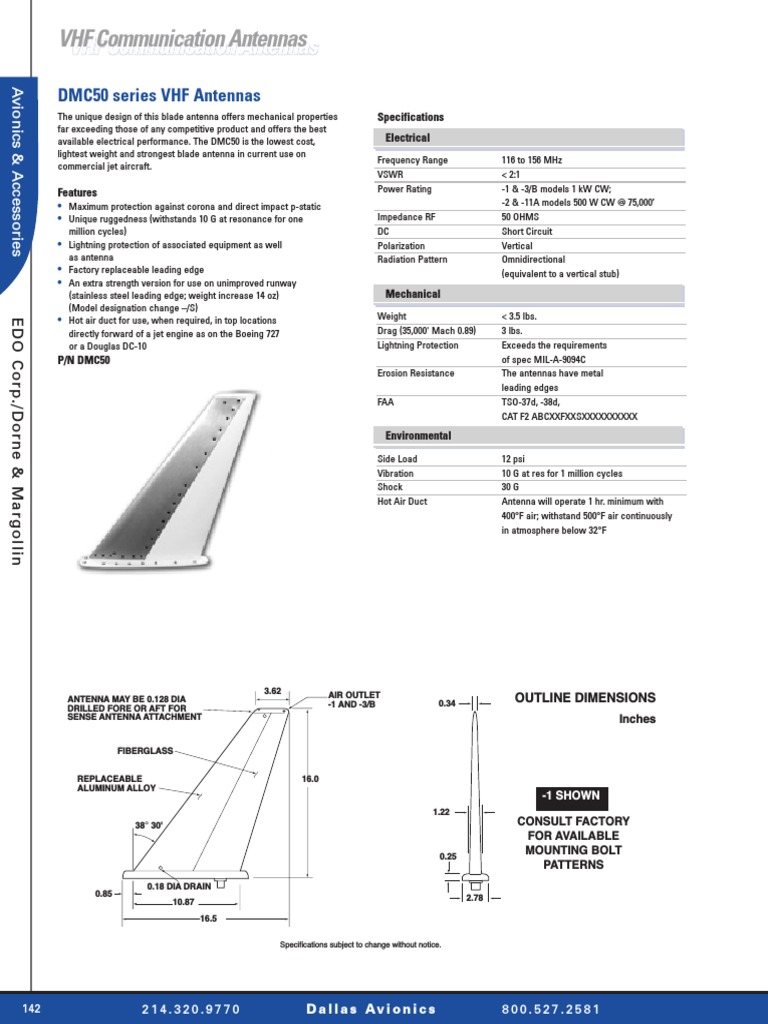 DMC50-17 VHF Antenna Specifications | PDF | Antenna (Radio) | Very High ...