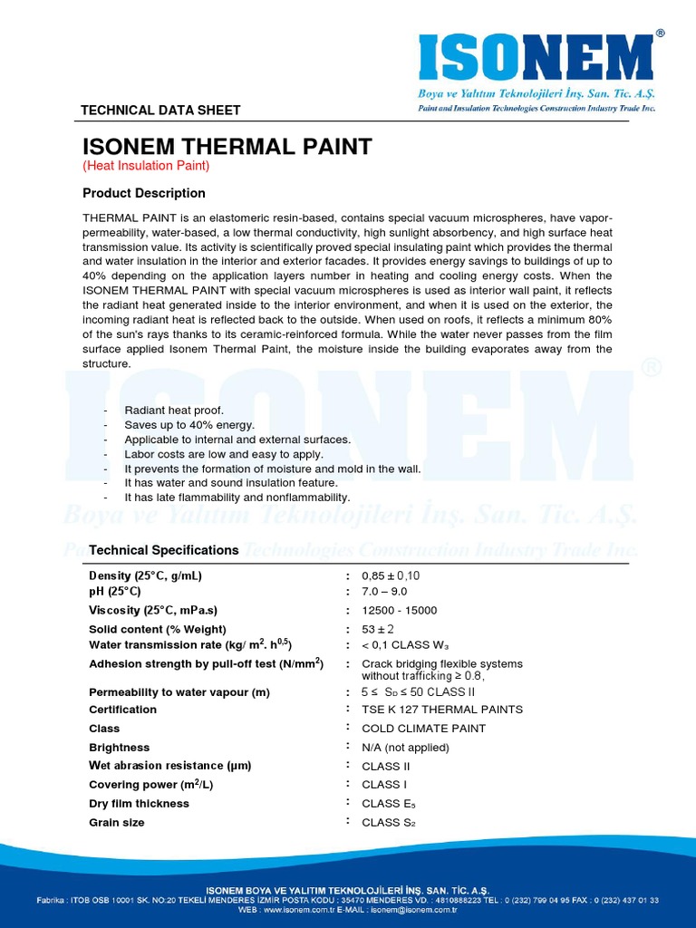 Isonem Thermal Paint: Technical Data Sheet | Download Free PDF ...