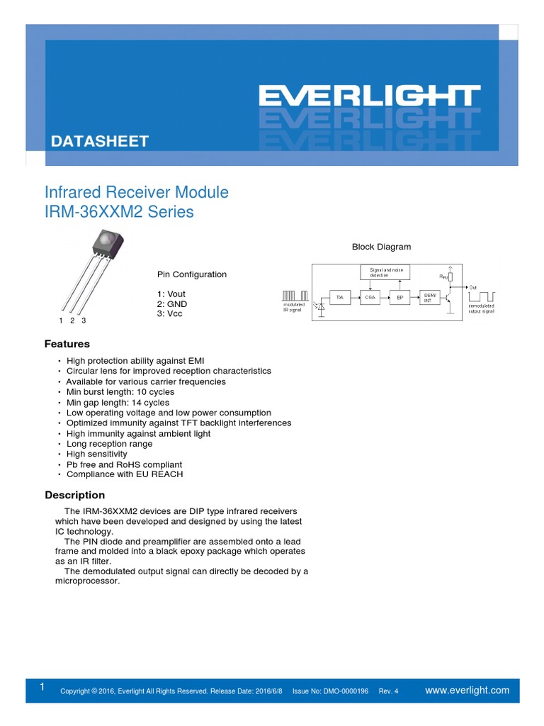 IR Datasheet | PDF | Infrared | Transmitter