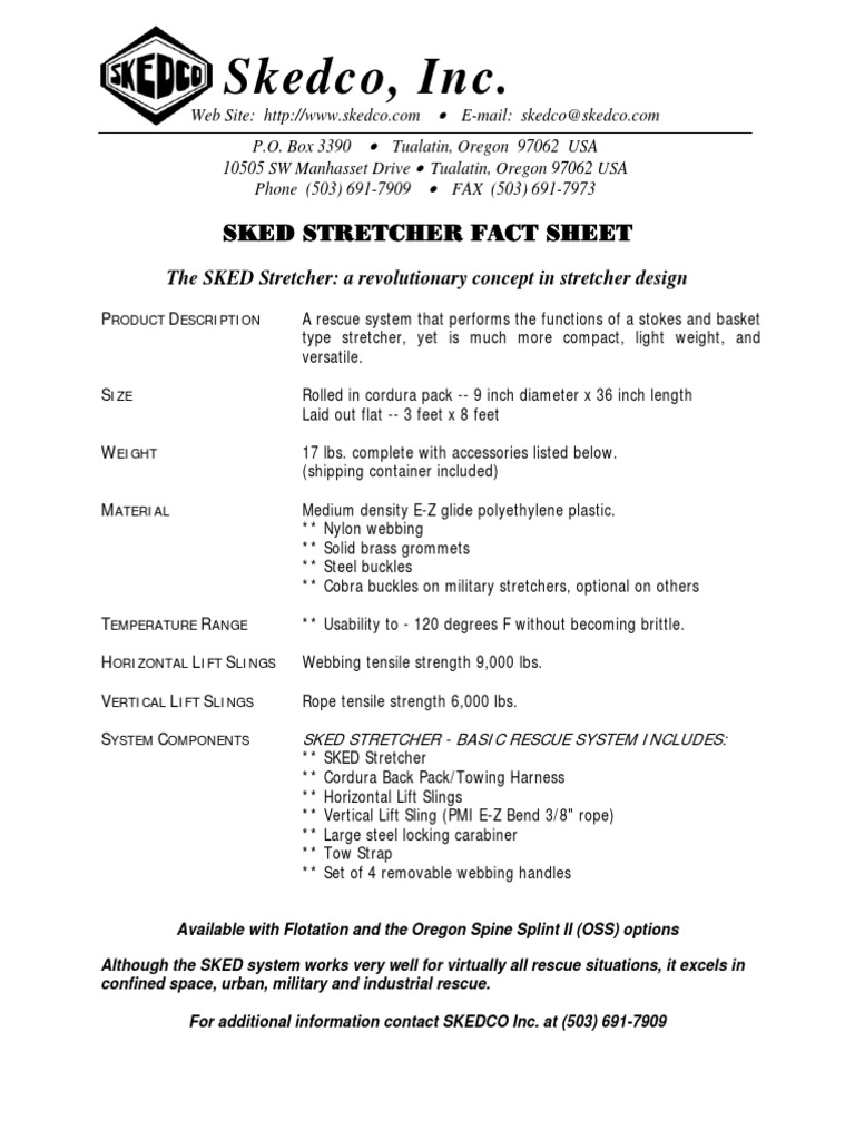 Sked Stretcher Overview and Specs | PDF