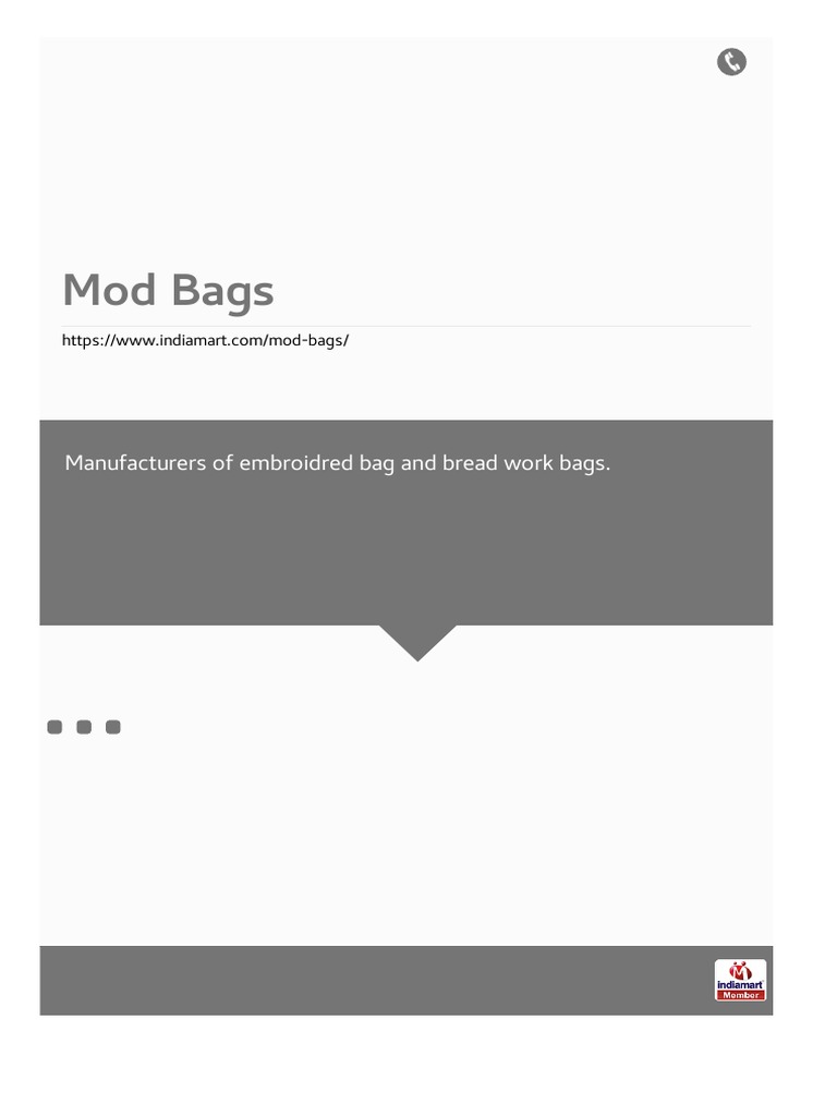 Mod Bags: Manufacturers of Embroidred Bag and Bread Work Bags | PDF