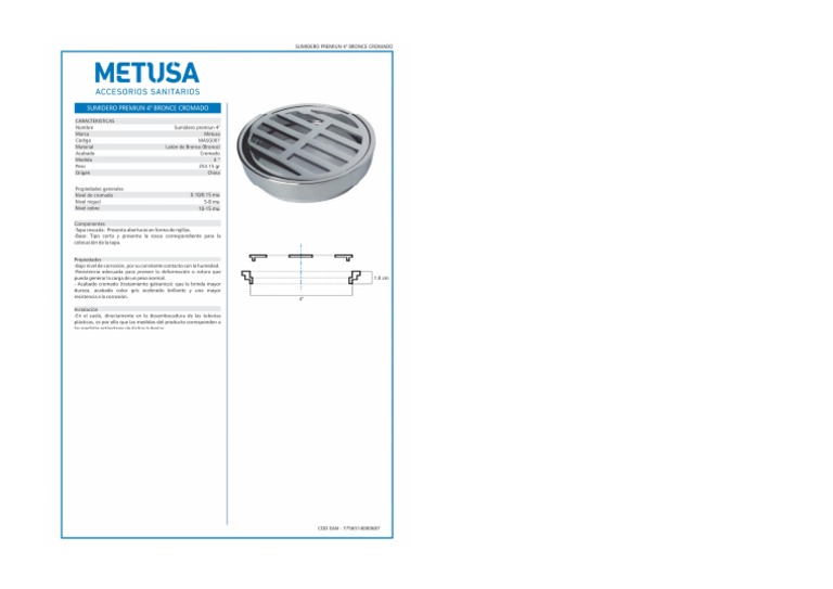 Ficha Técnica Sumidero 4 | PDF