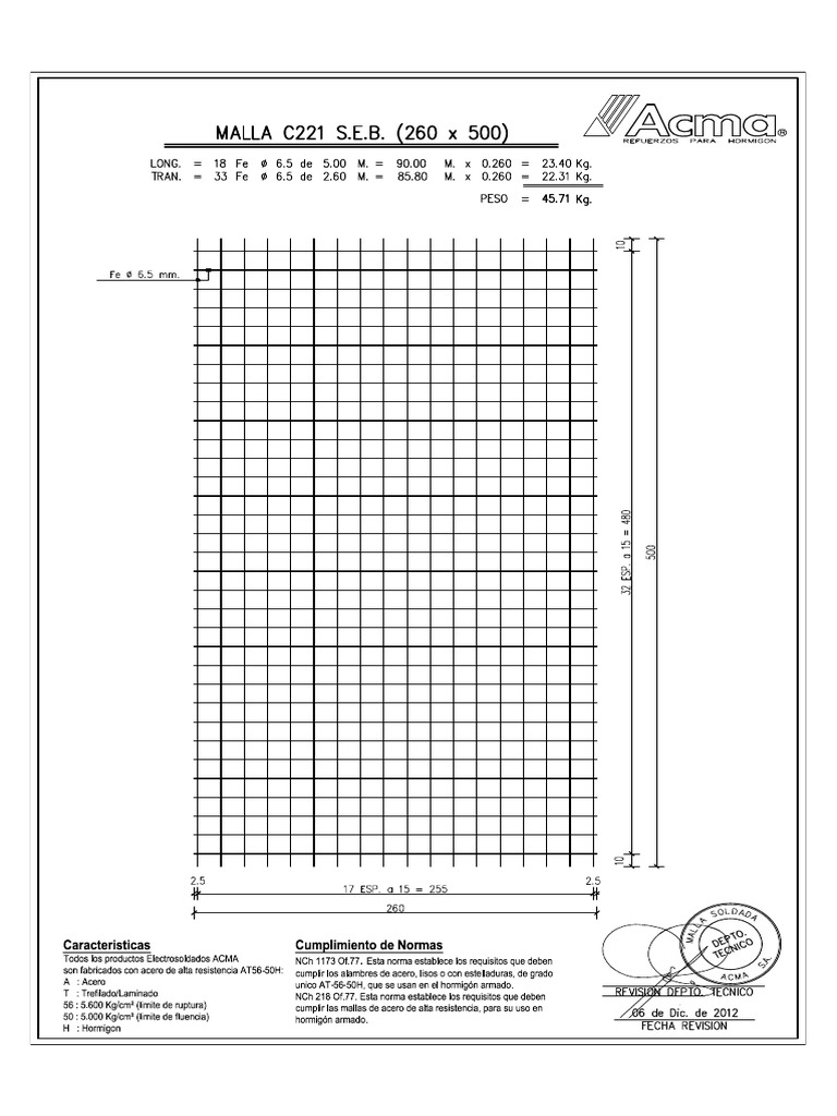 Acma Ficha Malla C-221 | PDF