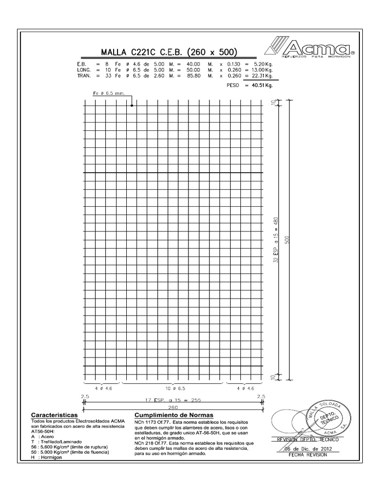 Acma Ficha Malla C-221C | PDF