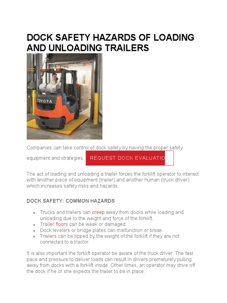 Dock Safety Hazards Loading & Unloading | PDF | Forklift | Trailer ...