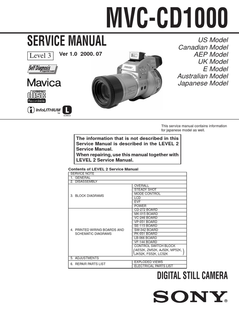 Service Manual: MVC-CD1000 | PDF | Electrical Engineering | Electricity