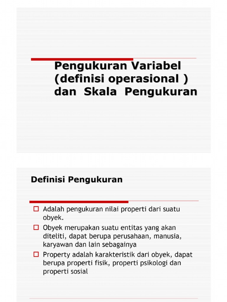 Pengukuran Variabel (Definisi Operasional) Dan Skala Pengukuran - PDF ...